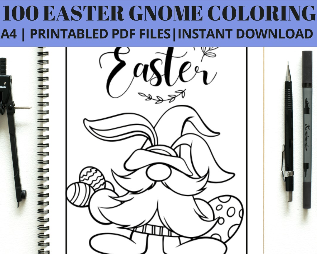 100 Easter Gnomes Coloring Pages | Printable Coloring Book | Instant ...