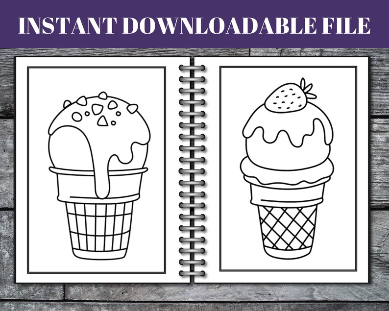 Ice Cream Coloring Pages for Kids, 60 Ice Cream Coloring Sheets, Ice ...