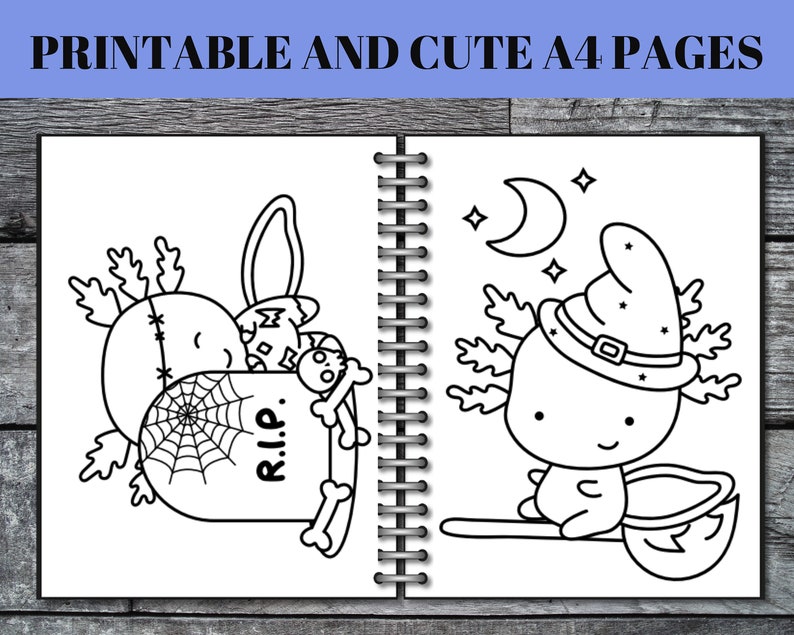 Axolotl Coloring Pages for Kids, Teens (printable PDF) - Etsy