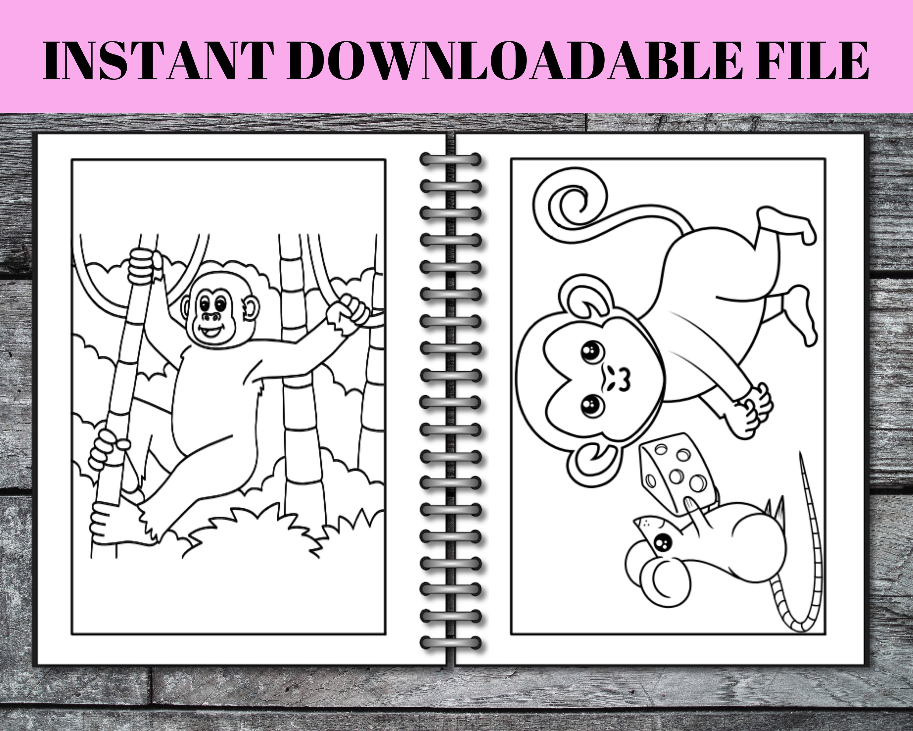 70 Jungle Monkey Coloring Pages Monkey Coloring Book for Kids Boys and ...