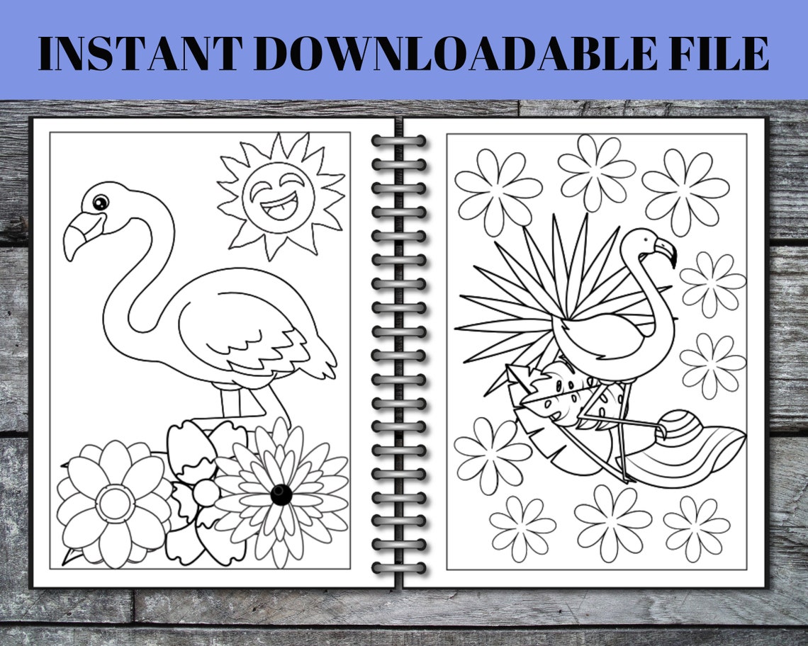 15 Printable Flamingo Coloring Pages for Flamingo Birthday - Etsy