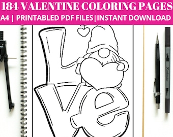 Valentine's Day Coloring Page Set Instant Download Valentine's Day Kids ...