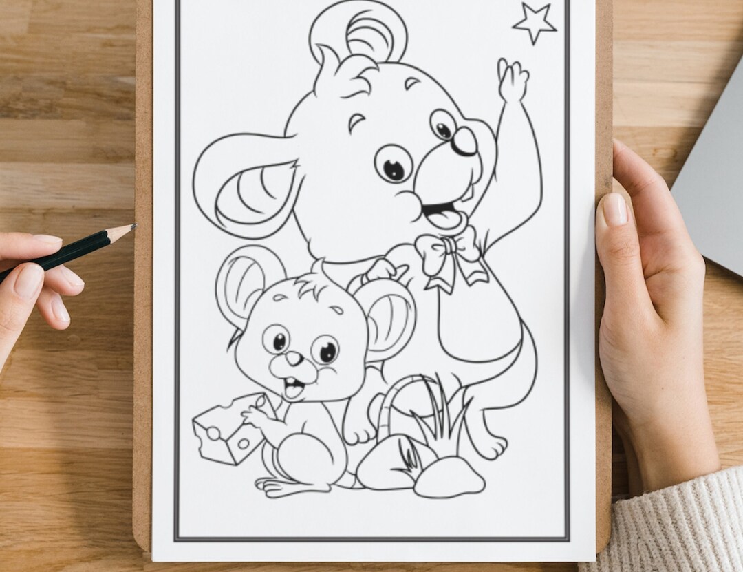 20 Cute Mice Coloring Pages, Cute Mouse Coloring Book, Fairy Coloring ...