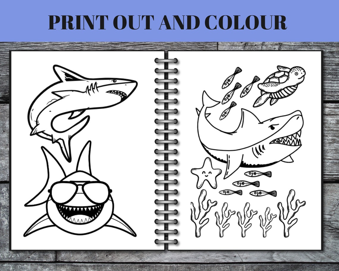 20 Shark Coloring Pages Cute Shark Coloring Pages Funny - Etsy