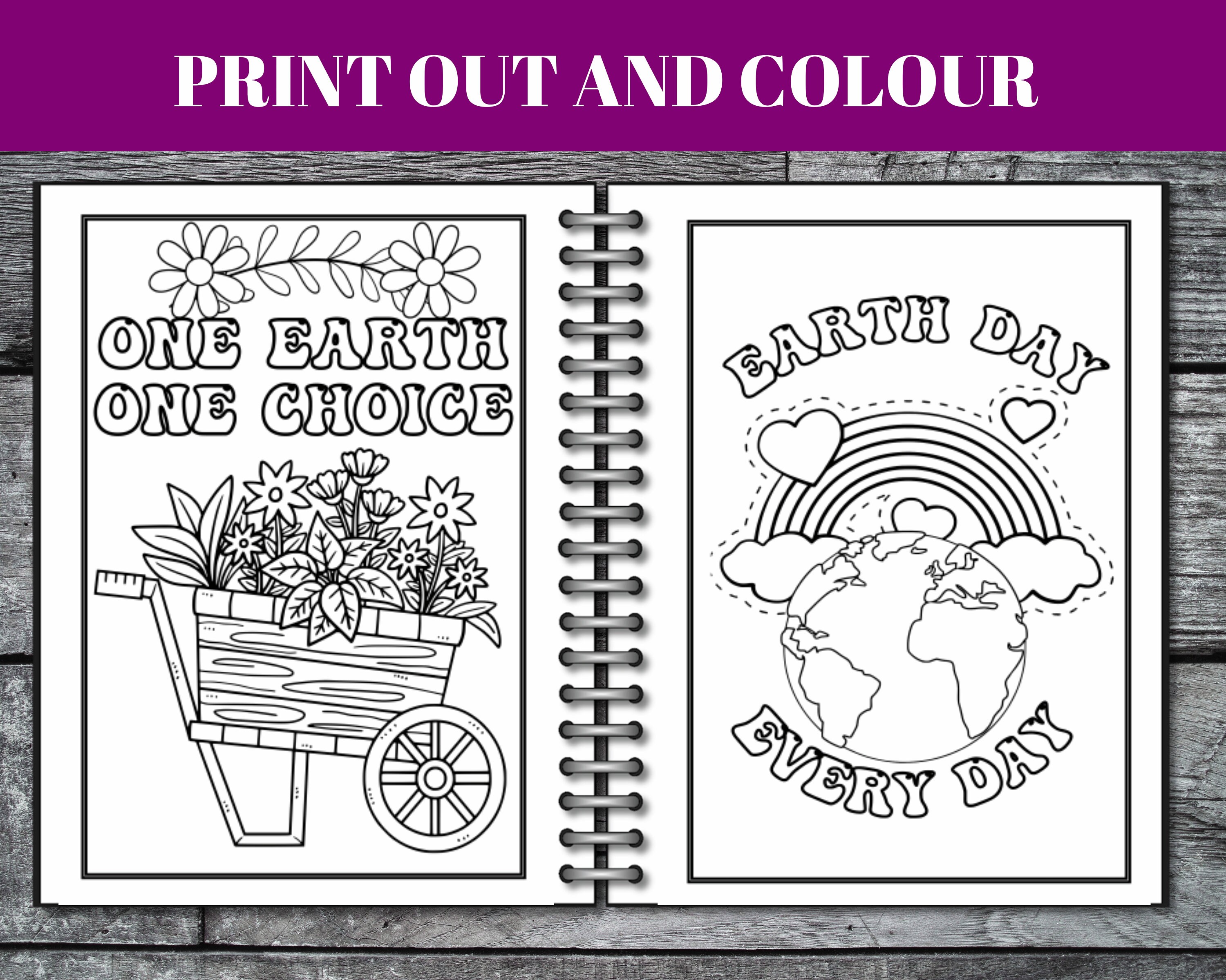 30 Earth Day Coloring Page PRINTABLE, Nature Activity, Planet Earth ...