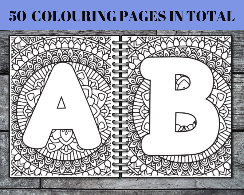 50 Mandala Alphabet Coloring Pages, Letter Printables (digital Download ...