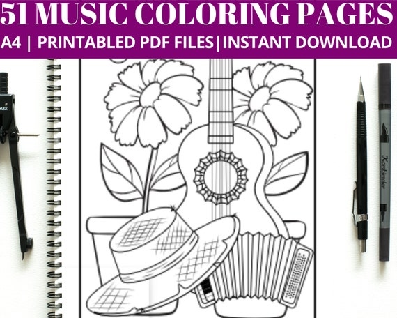 50s Records Coloring Pages Music Coloring Book For Adults: Includes 50