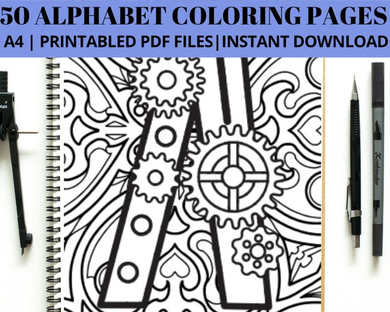50 Mandala Alphabet Coloring Pages Letter Coloring Printable - Etsy
