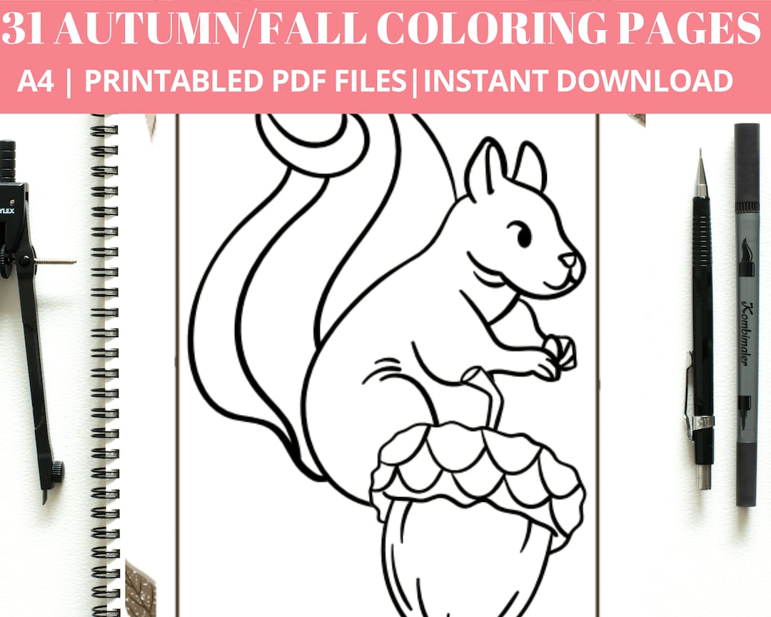 31 Autumn Coloring Pages for Kids, Printable Fall Classroom Activity ...