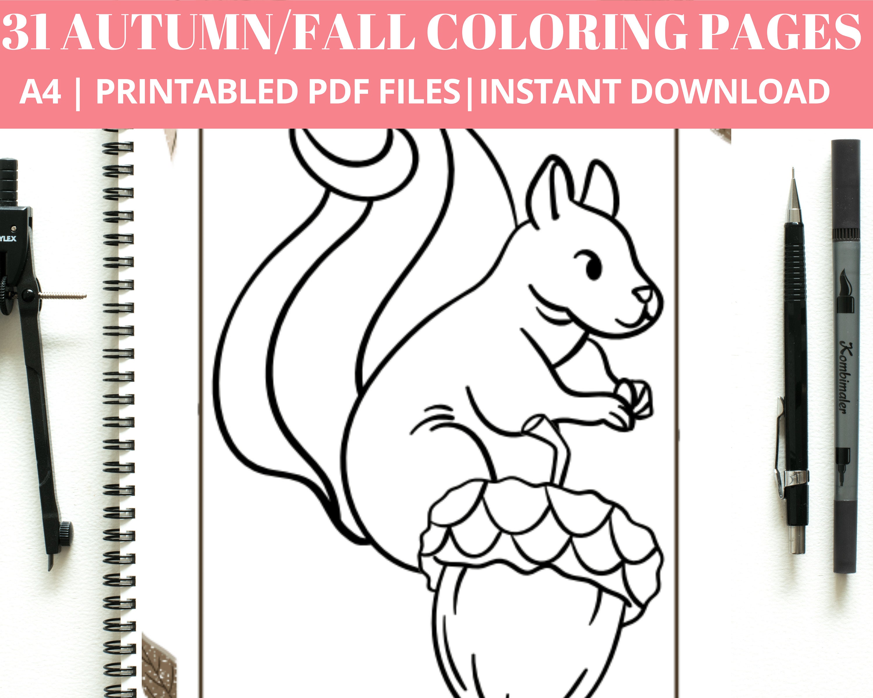 31 Autumn Coloring Pages for Kids, Printable Fall Classroom Activity ...