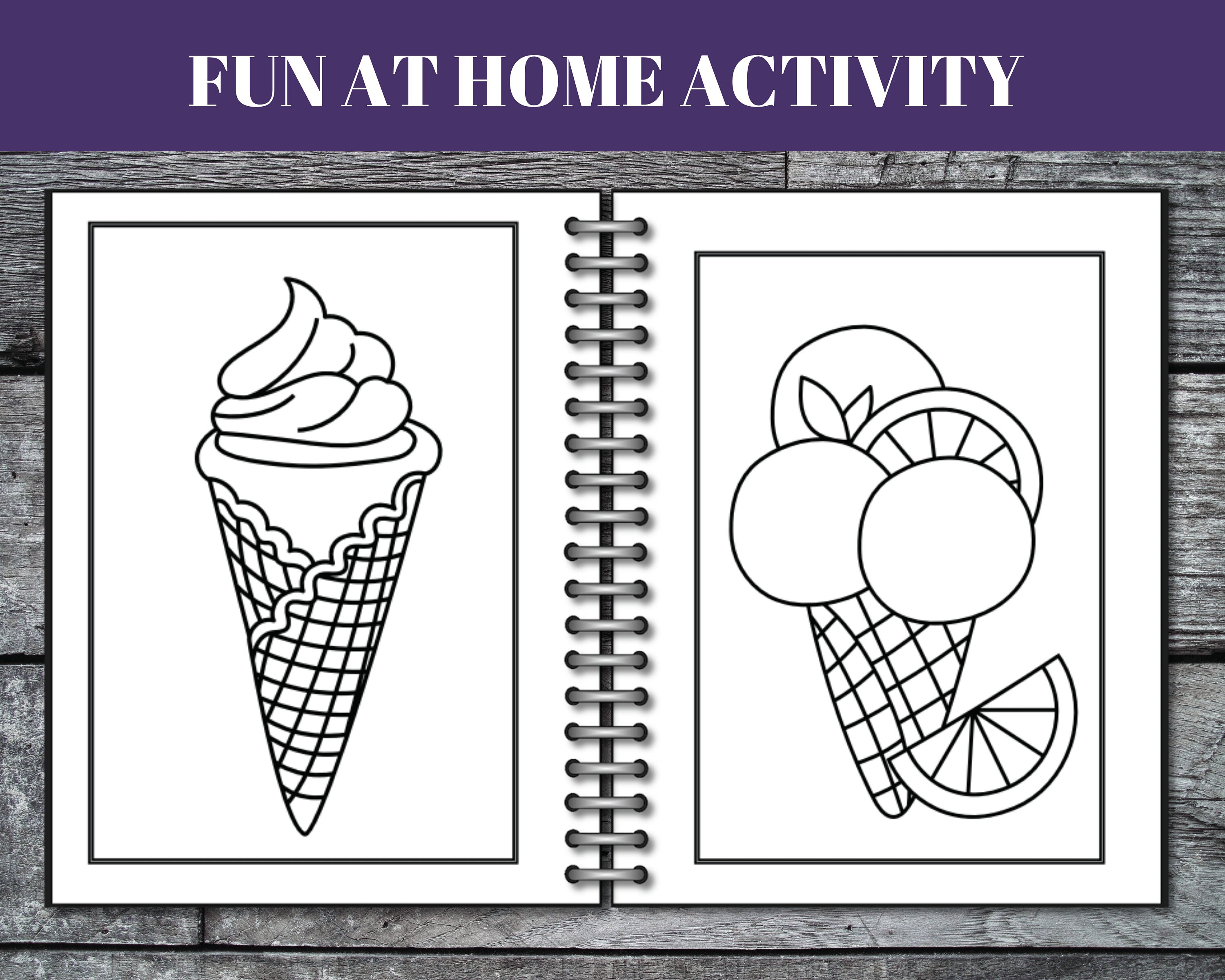 Ice Cream Coloring Pages for Kids 60 Ice Cream Coloring - Etsy