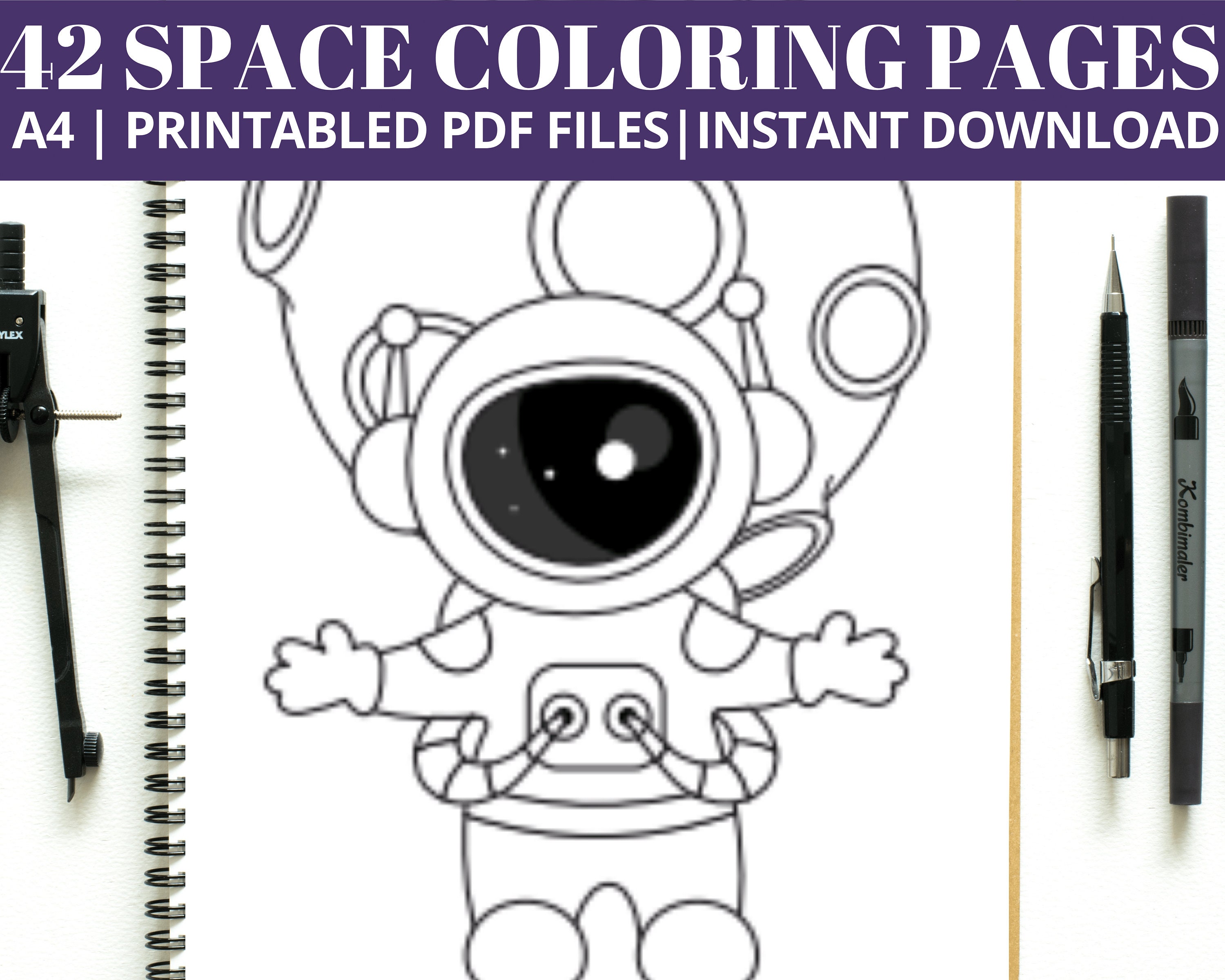 42 Space Coloring Pages Space Coloring Pages for Kids - Etsy