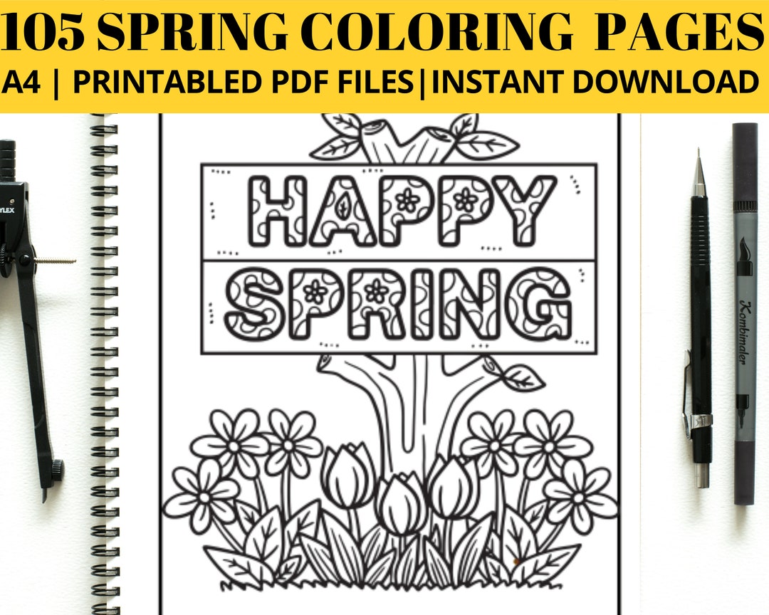 100+ Spring Coloring Page, Printable Spring Kids Activity Pages, Spring ...