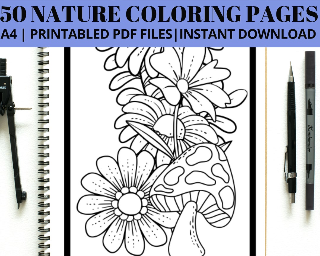 50 Nature Coloring Pages, Vegetable Garden, Spring Flowers, Forest ...