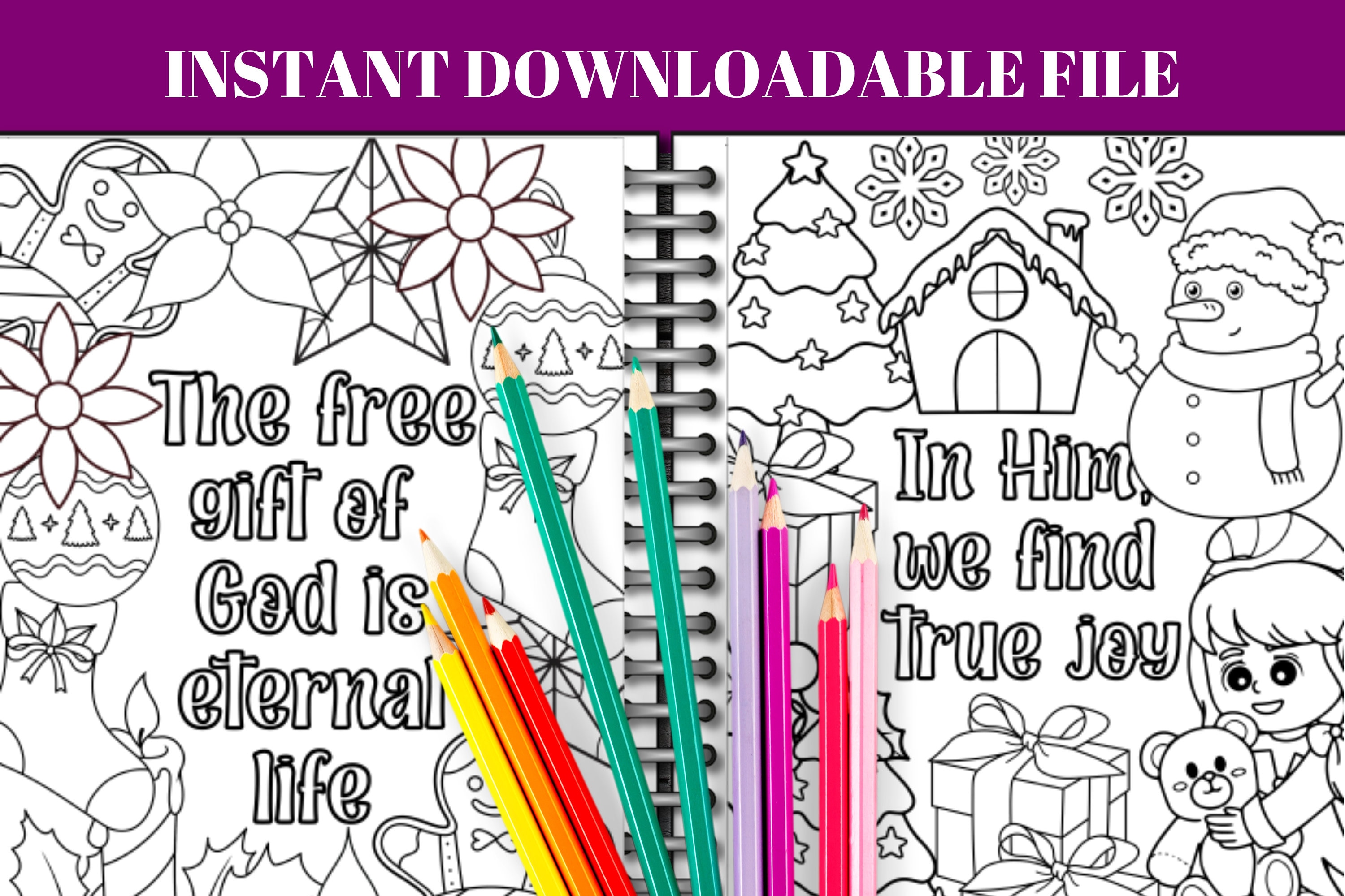 40 Pack Christmas Bible Verse Coloring Pages Printable Bible Coloring ...