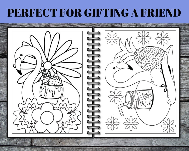 Printable Flamingo Coloring Book, Stress Relief Activity (digital ...