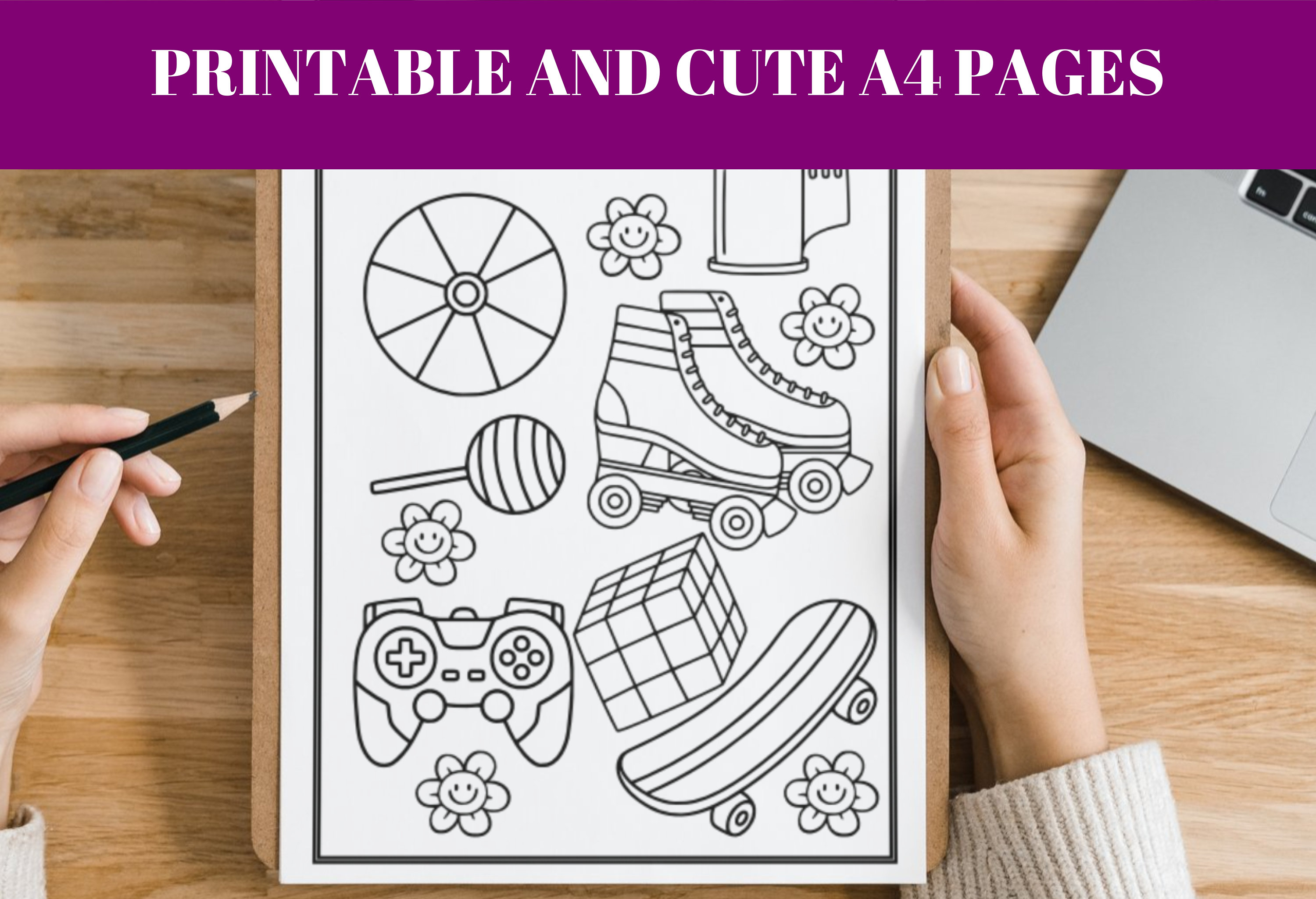 Groovy Teen Coloring Pages | Preppy Y2K Designs (PDF) - Etsy