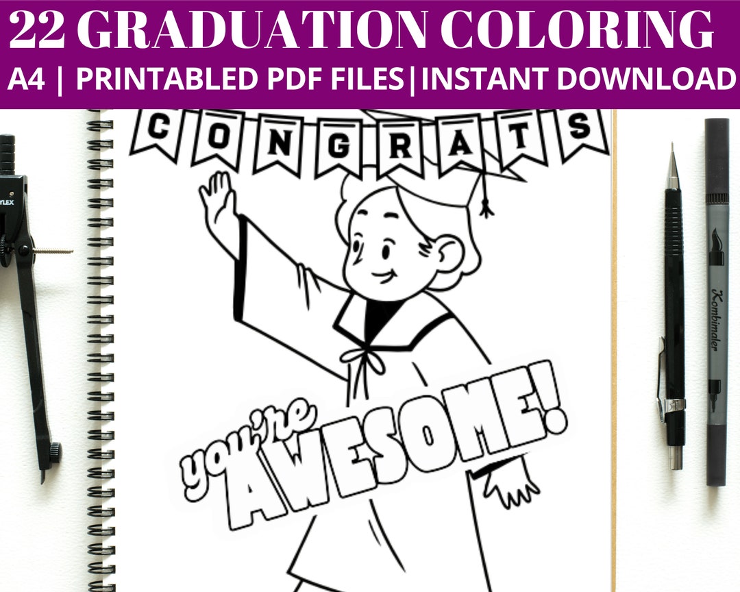 Graduation Coloring Pages, Fun Printables (digital Download) - Etsy UK