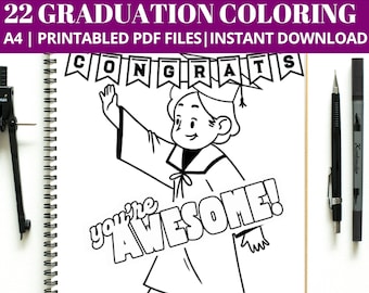 Graduation Coloring Pages, 2024 Graduate Printables, Gift for Graduate ...