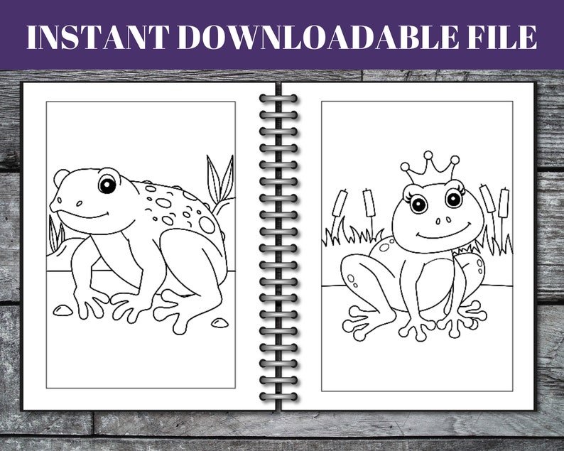 50 Frog Colouring Pages, Frog Themed Colouring Book, Frogs Lovers Gift ...