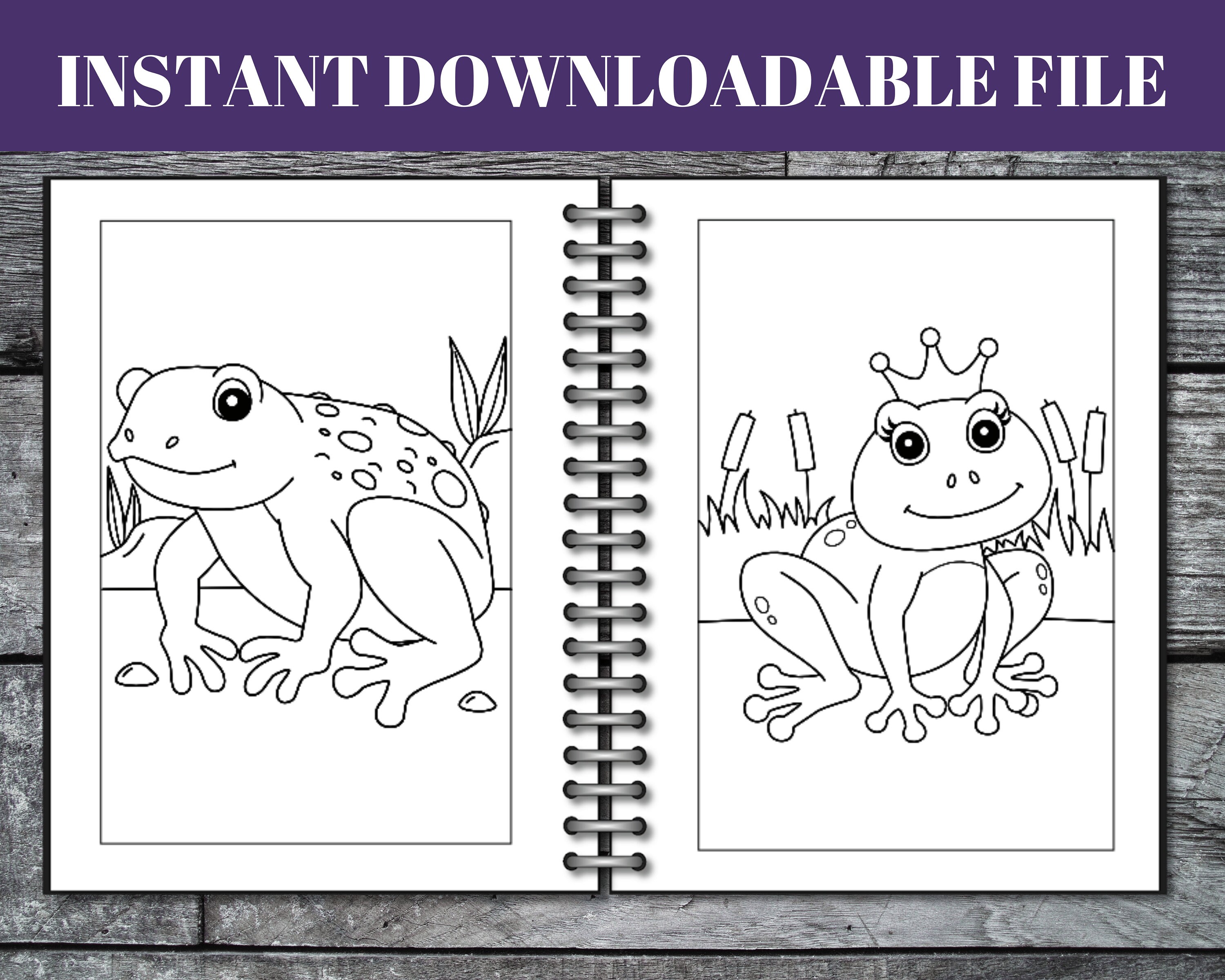 50 Frog Colouring Pages, Frog Themed Colouring Book, Frogs Lovers Gift ...