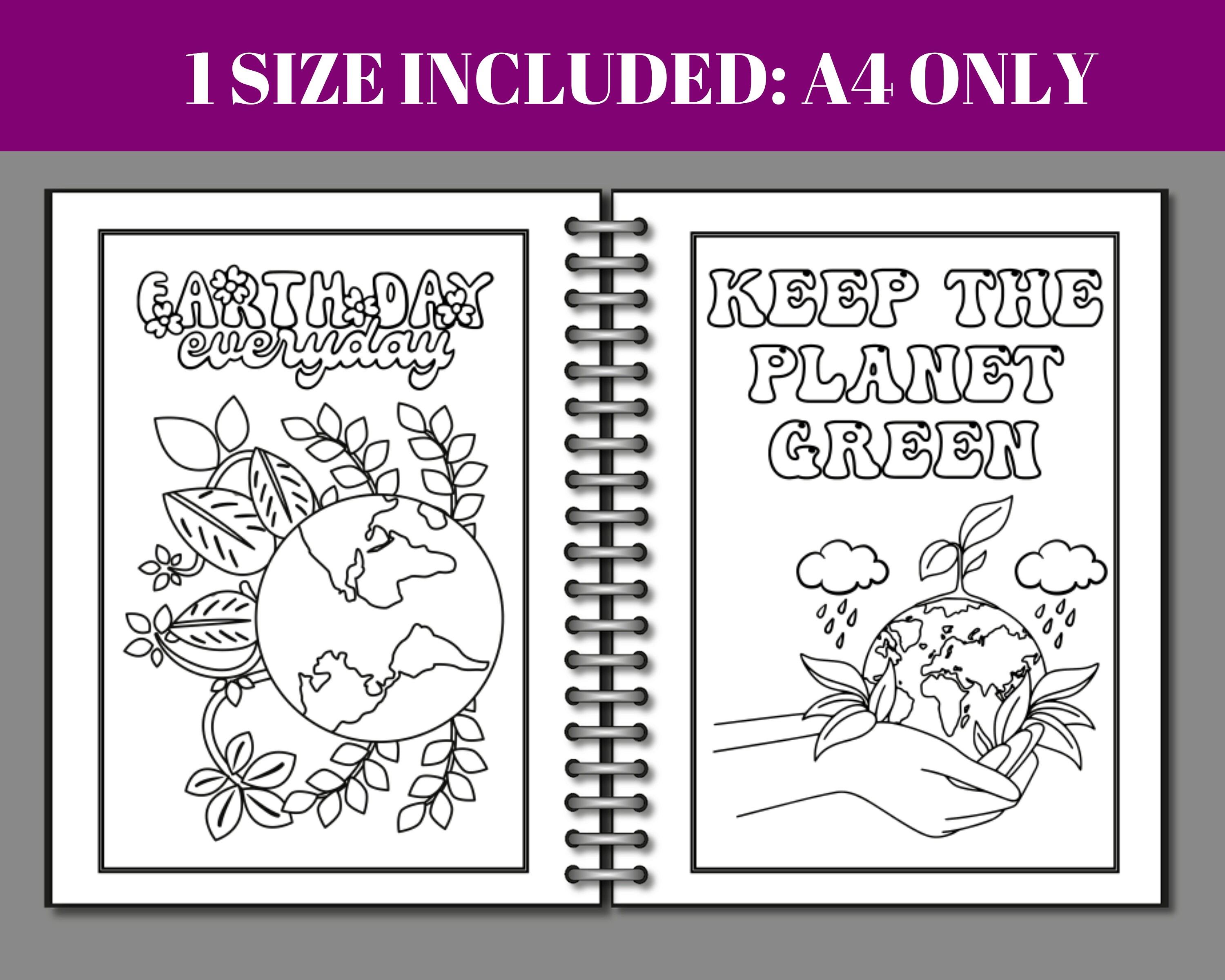 30 Earth Day Coloring Page PRINTABLE, Nature Activity, Planet Earth ...
