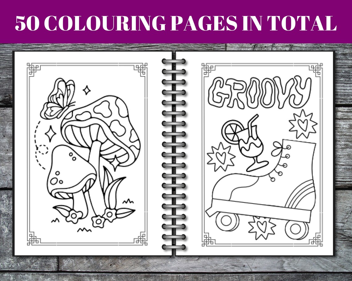 50 Groovy Coloring Pages Kids Coloring Sheets Groovy - Etsy