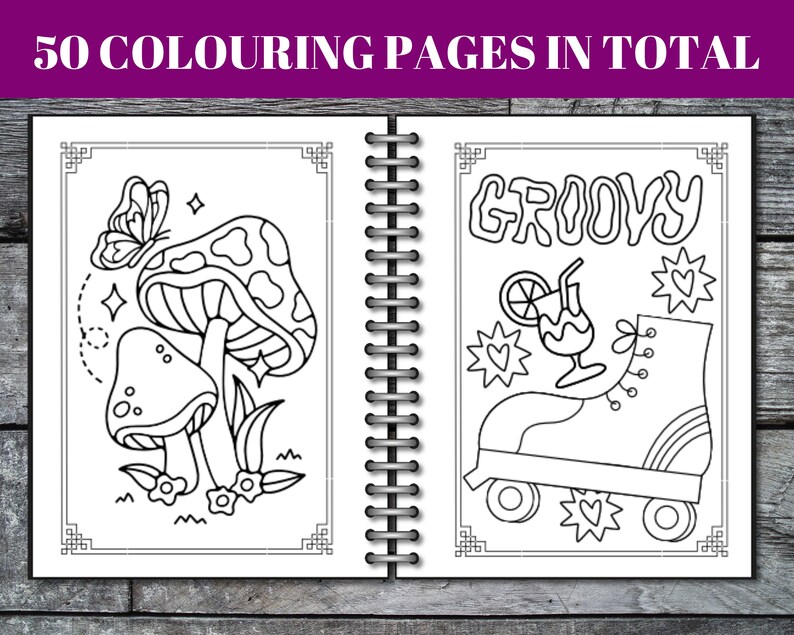 50 Groovy Coloring Pages Kids Coloring Sheets Groovy - Etsy