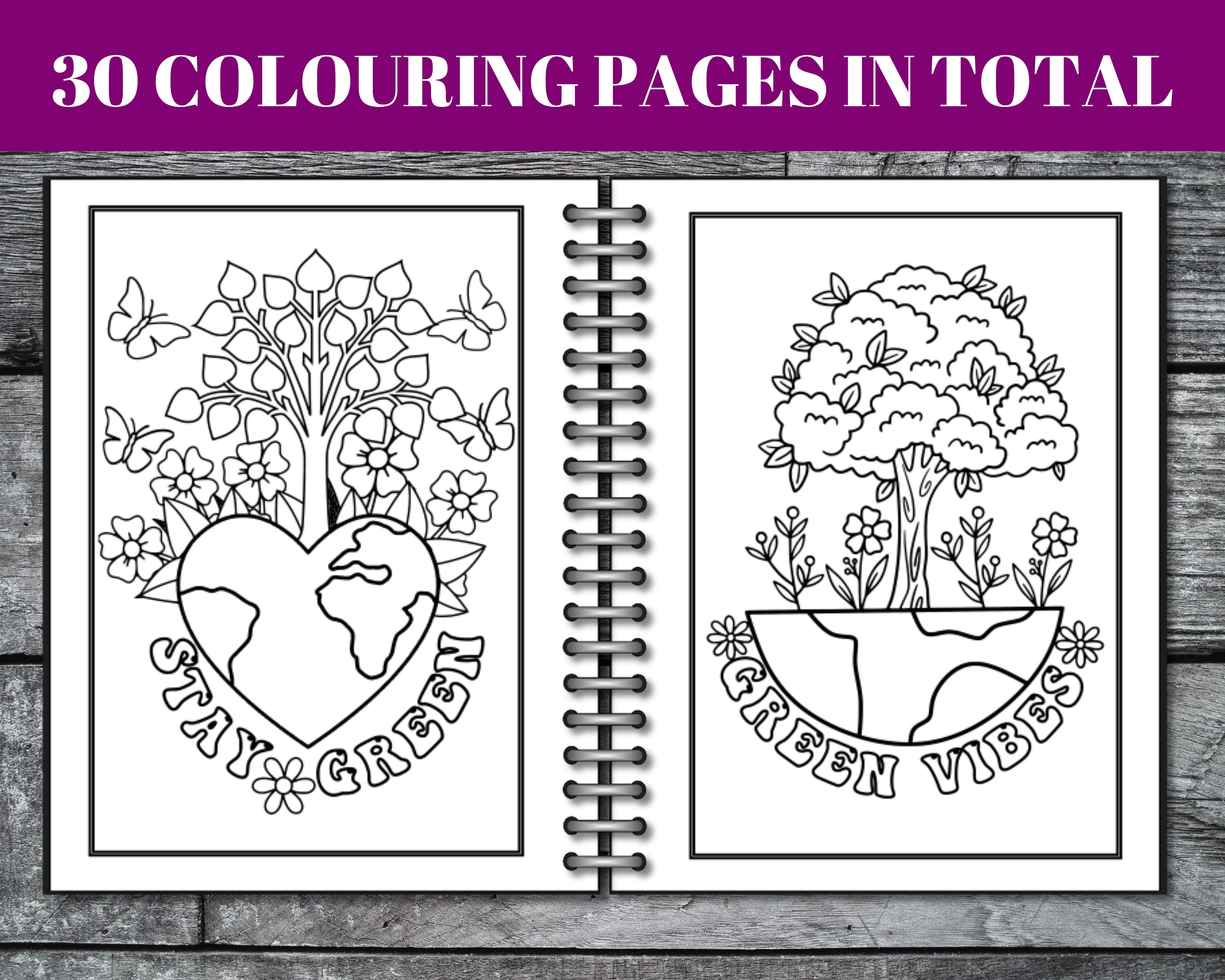 30 Earth Day Coloring Page PRINTABLE, Nature Activity, Planet Earth ...