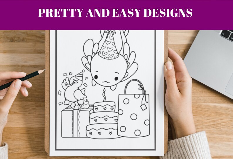 Axolotl Birthday Coloring Pages | Kids Party Activity (digital Download ...