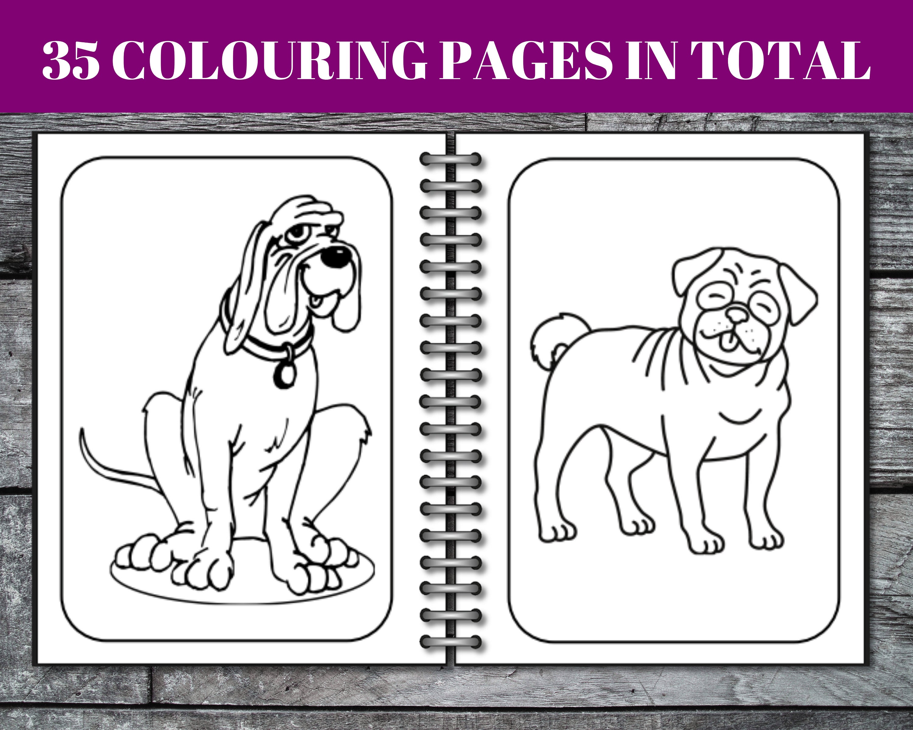 35 Adorable Dog Coloring Pages Bundle, Dog Lover Printables, Dog Owner ...