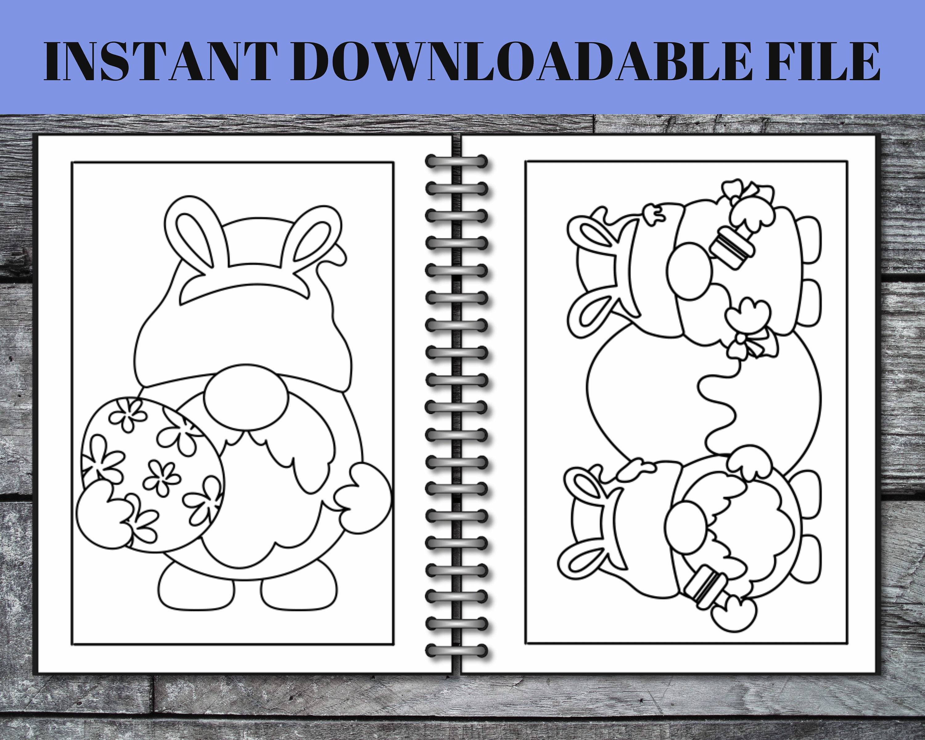 100 Easter Gnomes Coloring Pages Printable Coloring Book Instant ...
