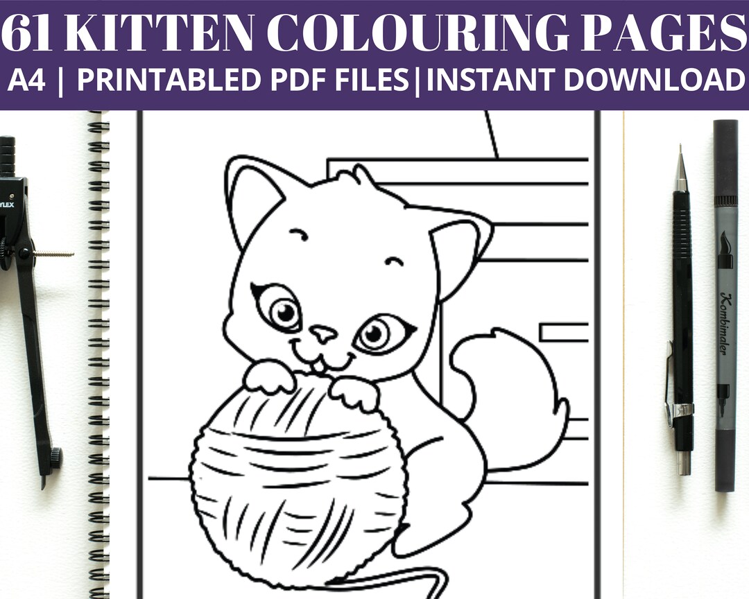 61 Kitten Coloring Pages, Kitten Printables, Kitten Coloring Sheet, Cat ...