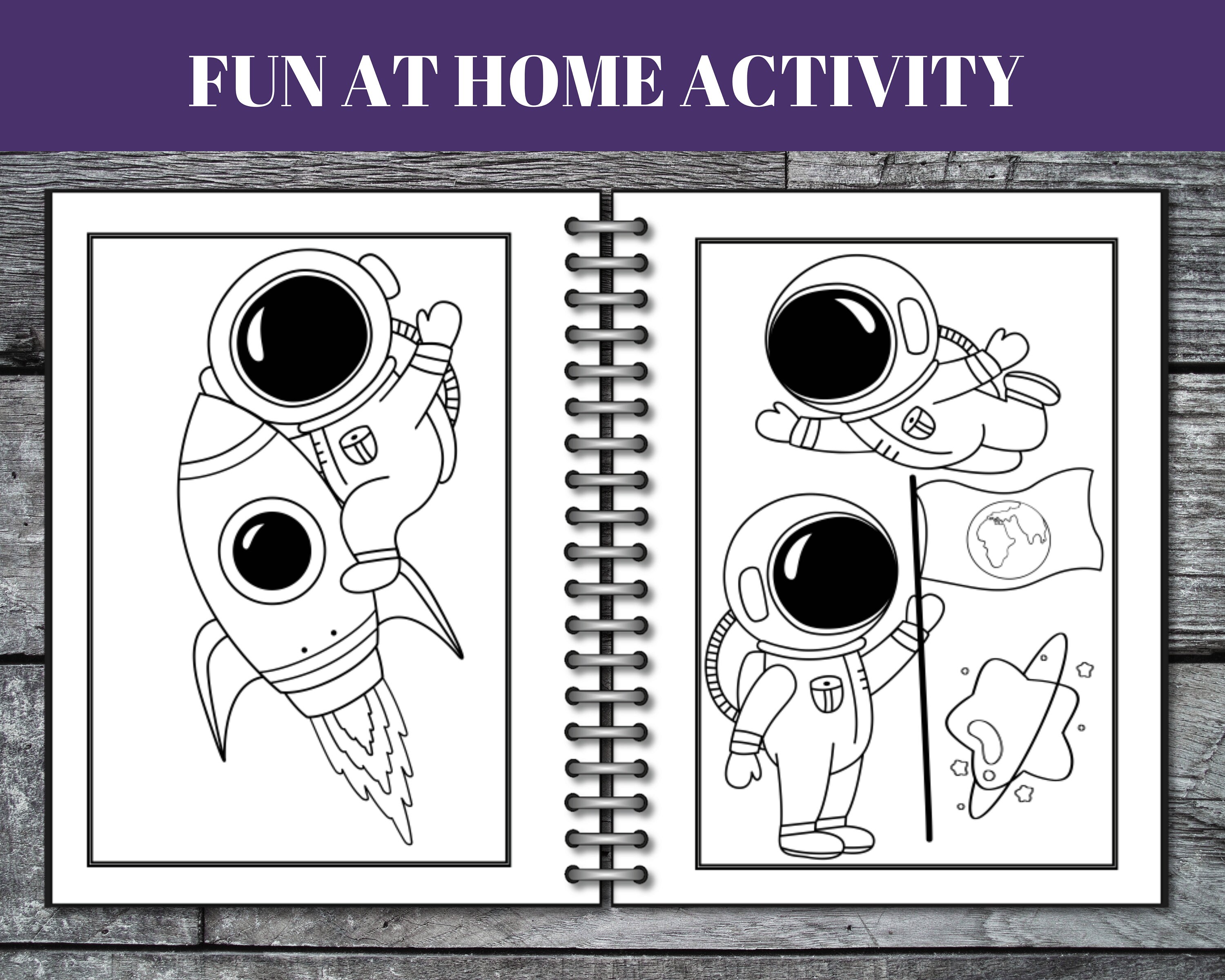 50 Outer Space Coloring Pages Bundle, Rockets, Planets, Stars ...
