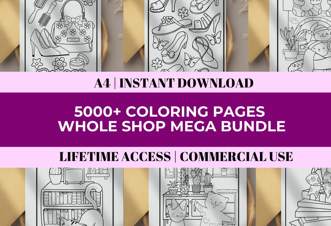 5000+ Coloring Pages for Kids and Adults, Whole Shop Bundle, Mega ...
