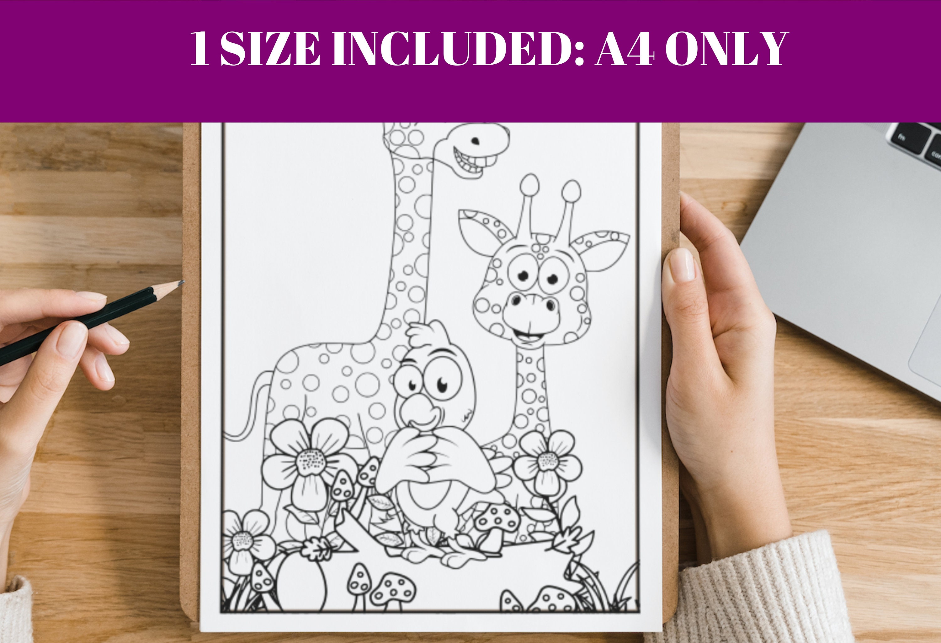 20 Cute Giraffe Coloring Page Book, Woodland Wildlife Animals, Animal ...