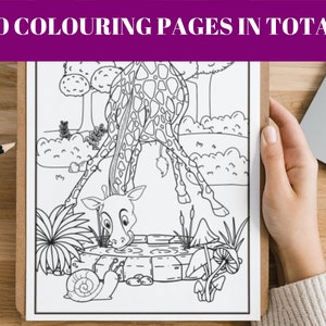 20 Cute Giraffe Coloring Page Book, Woodland Wildlife Animals, Animal ...