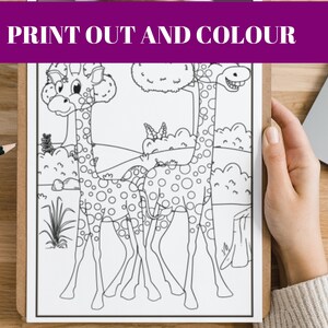 20 Cute Giraffe Coloring Page Book, Woodland Wildlife Animals, Animal ...