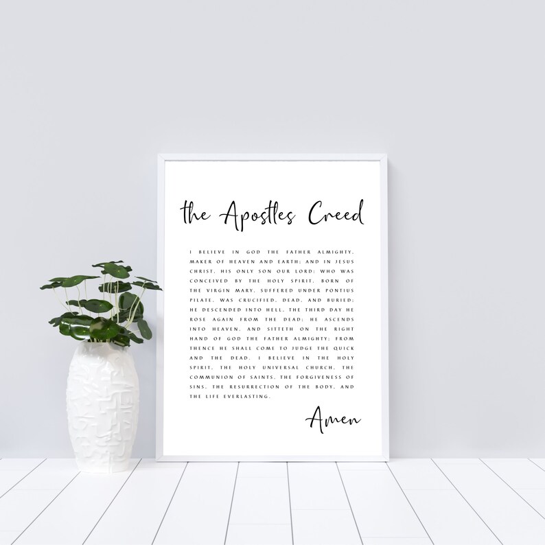 The Apostle's Creed, Digital Download for Christian, Bible Verse Wall ...