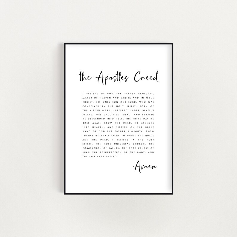The Apostle's Creed, Digital Download for Christian, Bible Verse Wall ...