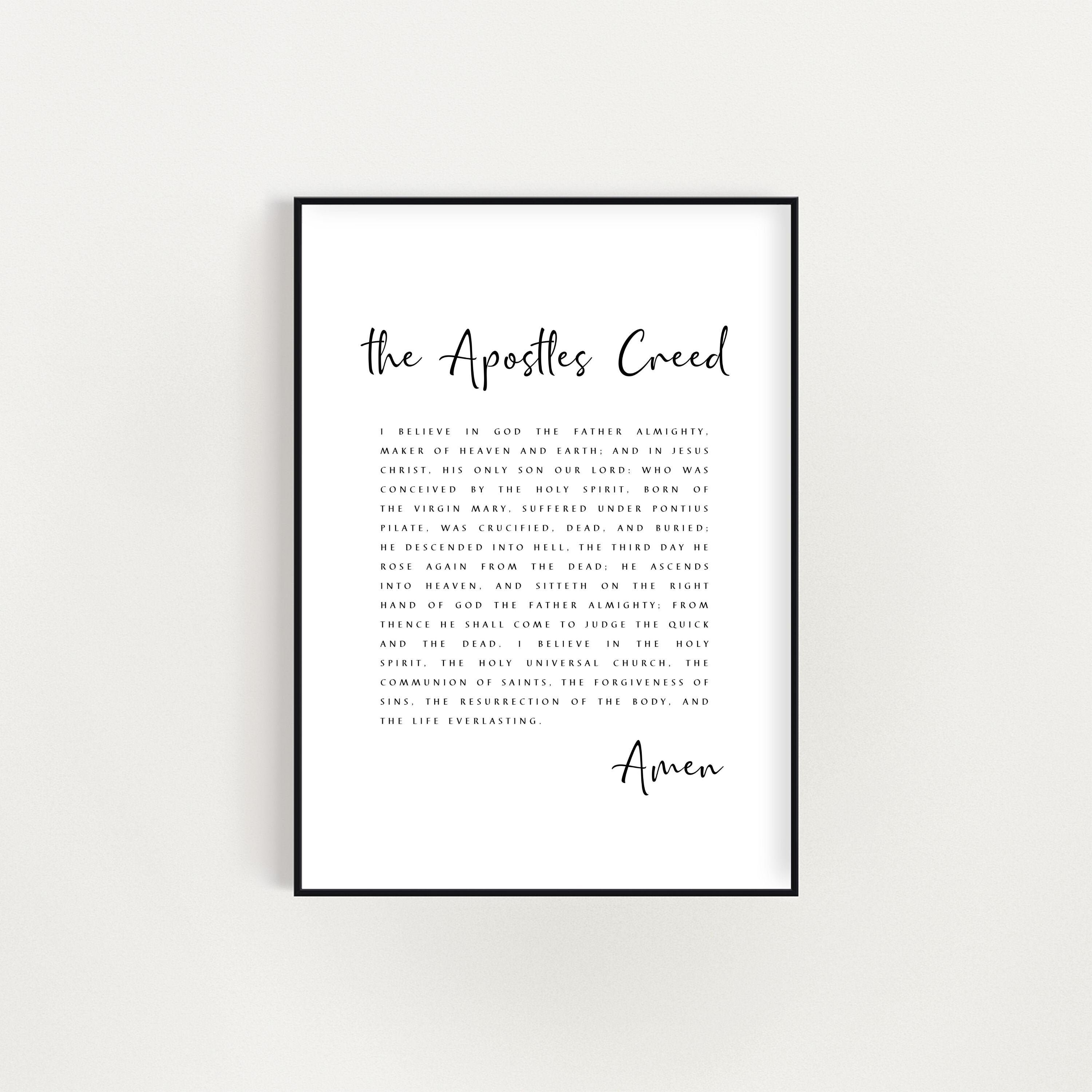 The Apostle's Creed, Digital Download for Christian, Bible Verse Wall ...