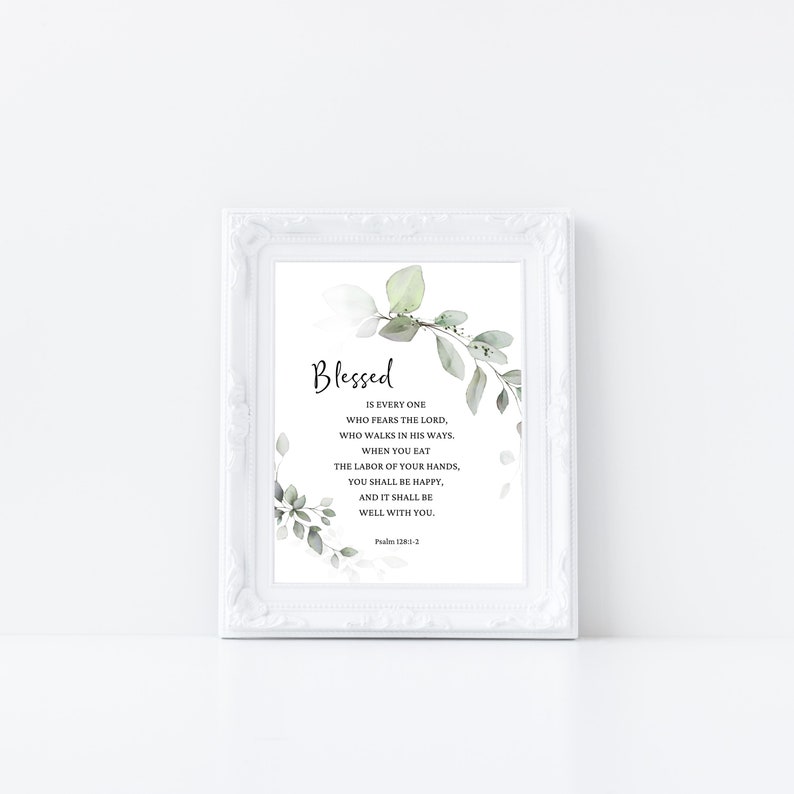 Psalm 128:1-2, Digital Download, Scripture Wall Art, Watercolour ...