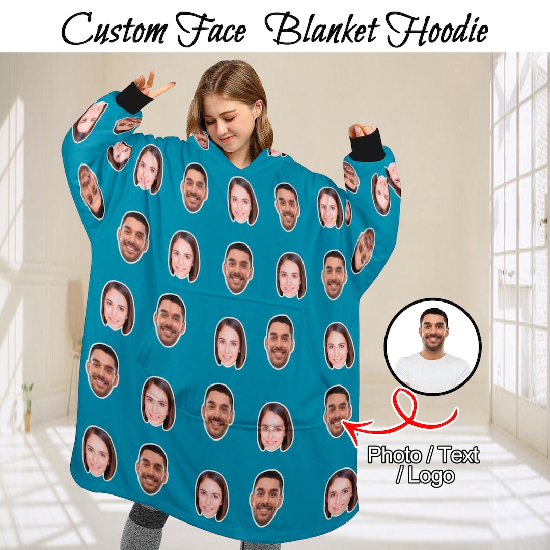 Custom Face Blanket Hoodie: Personalized Wearable Blanket, Couples Gift ...