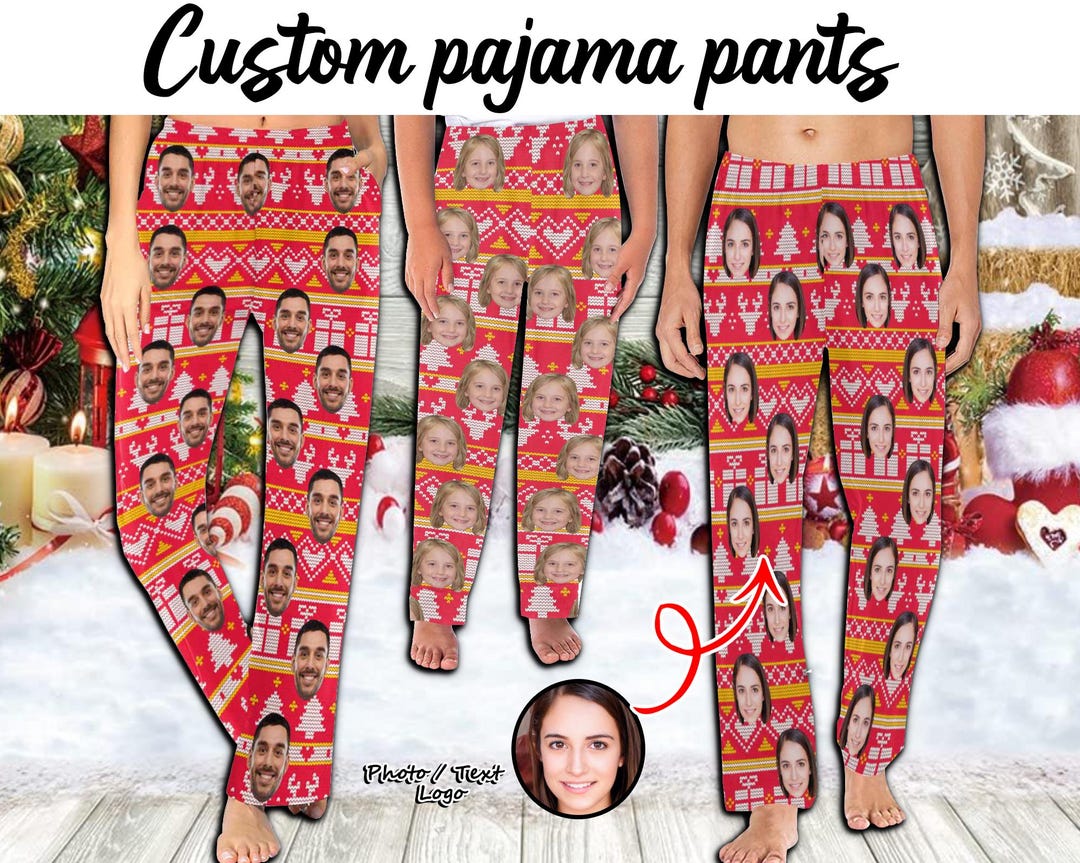 Personalized Pajama Pants,custom Photo Christmas Couples Family Gift ...
