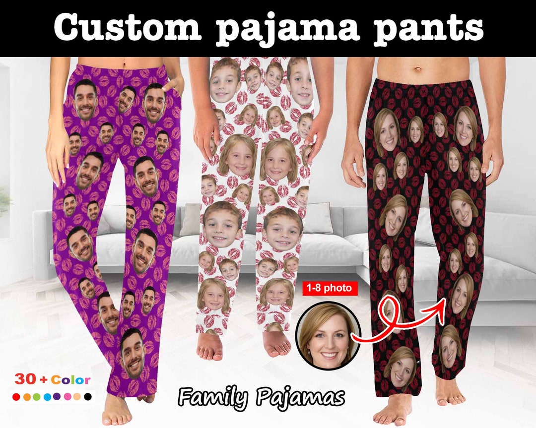 Custom Face Pajama Pants, Personalized Photo Pajama Set, PJ Pants With ...