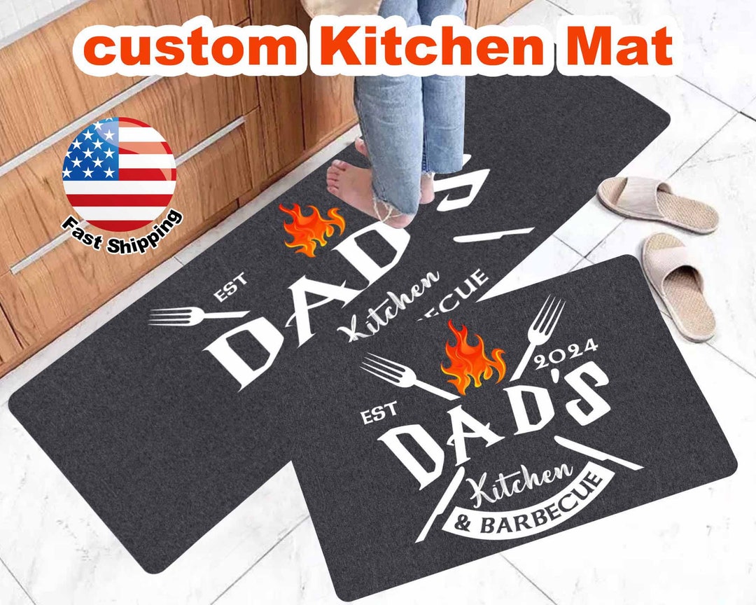 Custom Doormat Dad's Grill and Barbecue, Personalized Kitchen Rug Mat ...