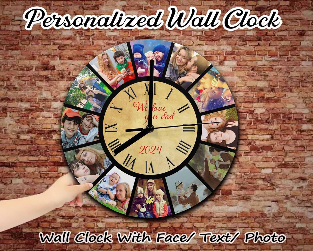 Custom Photo Wall Clock: Personalized Family Gift - Etsy