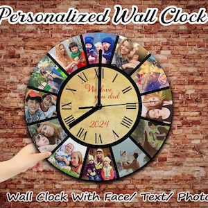 Custom Photo Wall Clock: Personalized Family Gift - Etsy