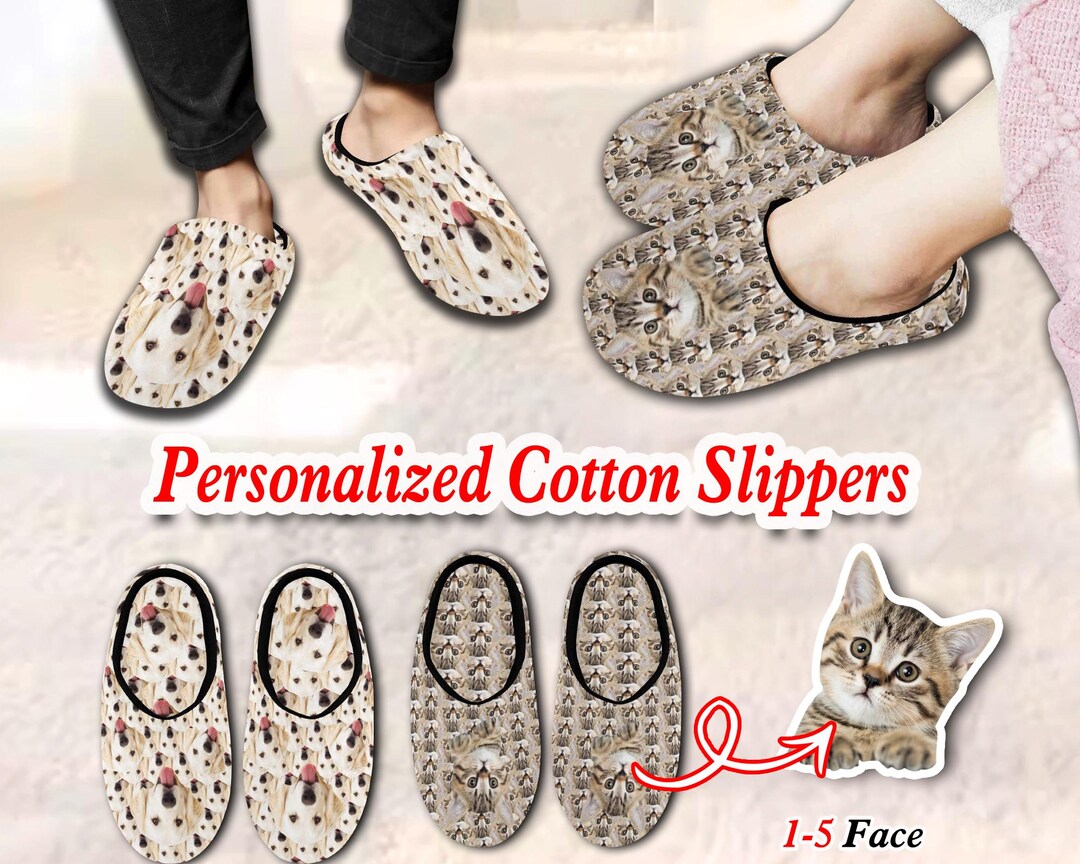 Custom Face Slippers,dog/cat Slippers,indoor Slippers Plush Vamp ...