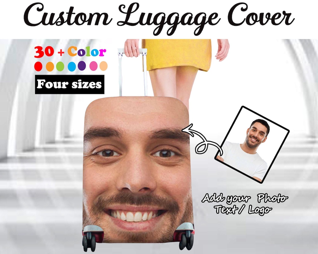 Personalized Face Luggage Cover: Custom Photo Suitcase Protector - Etsy